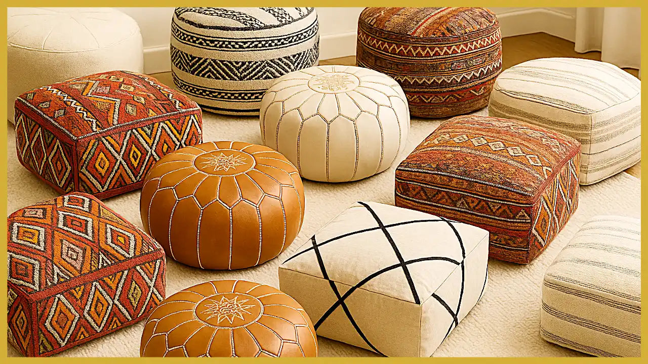 Poufs marocains faits main | Artisanat authentique – Online Medina